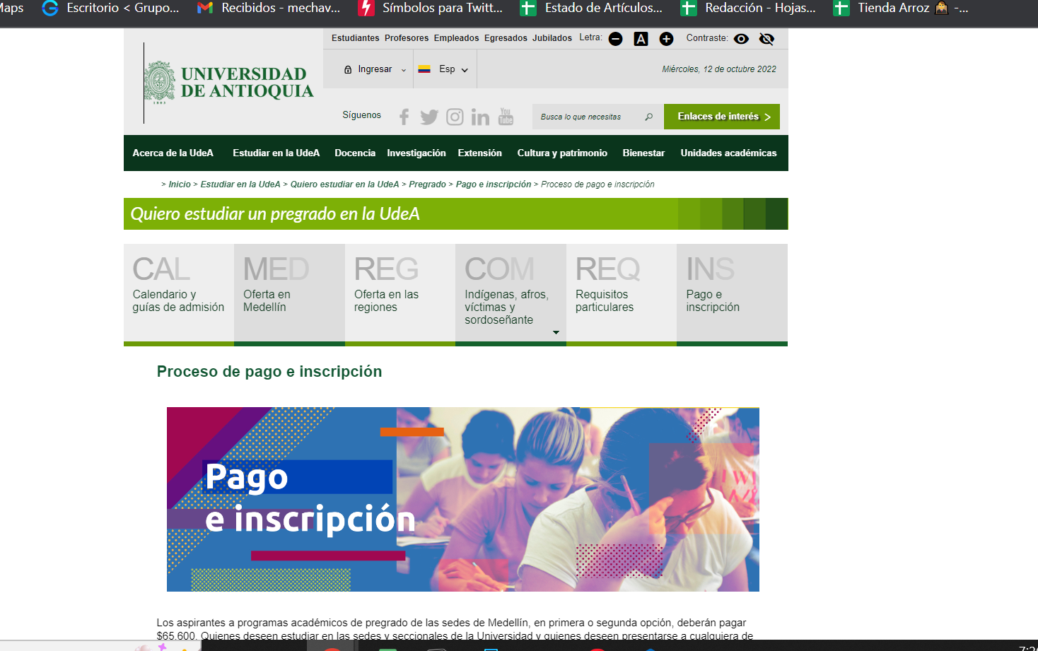 Cómo consultar los resultados de admisión a la UdeA